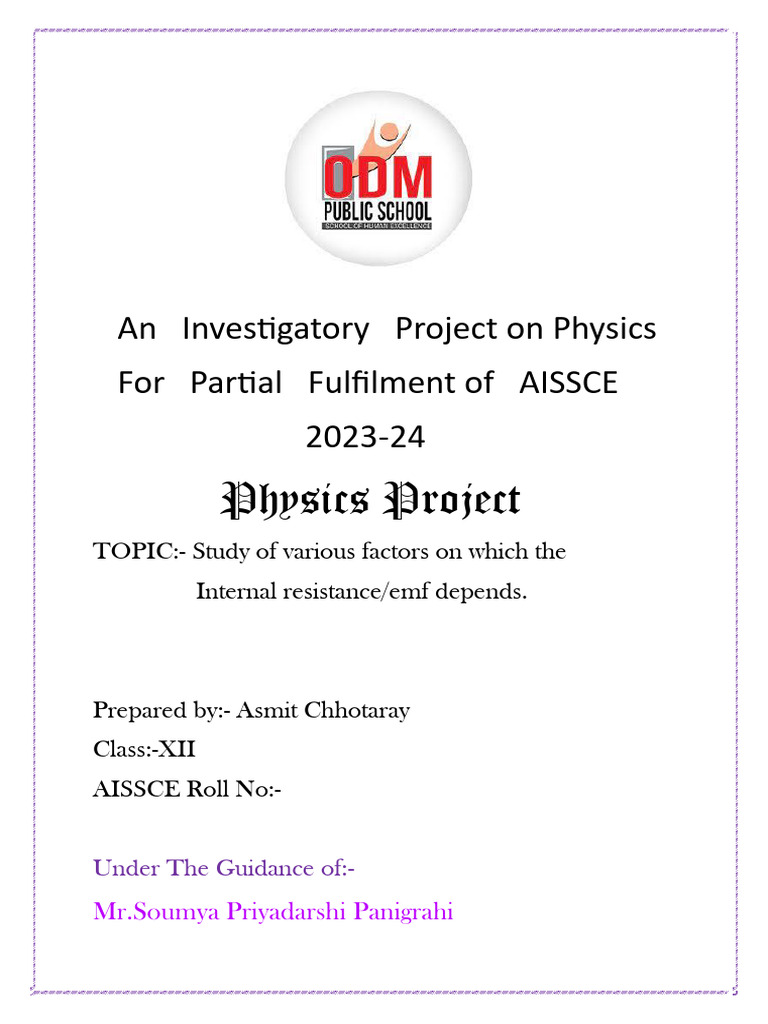Asmit Chhotaray Physics Practical | PDF | Electrical Resistance And Conductance | Quantity