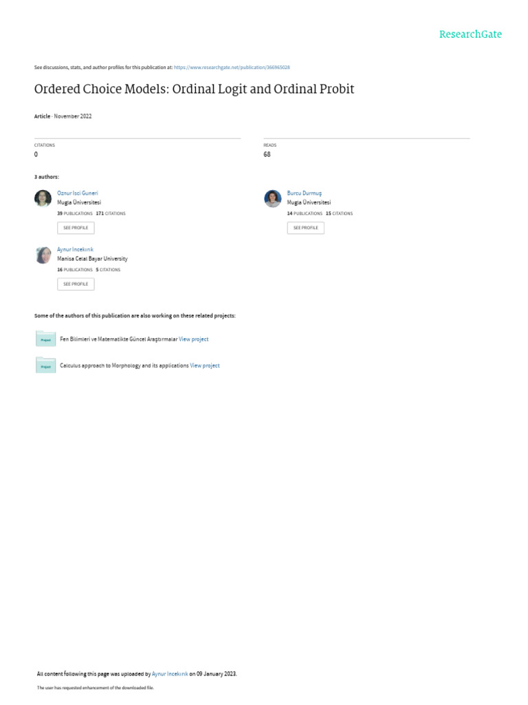2 Ordered Choice Models Ordinal Logit and Ordinal Probit | Download Free PDF | Logistic ...