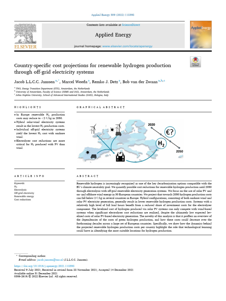 Applied Energy: Jacob L.L.C.C. Janssen, Marcel Weeda, Remko J. Detz ...