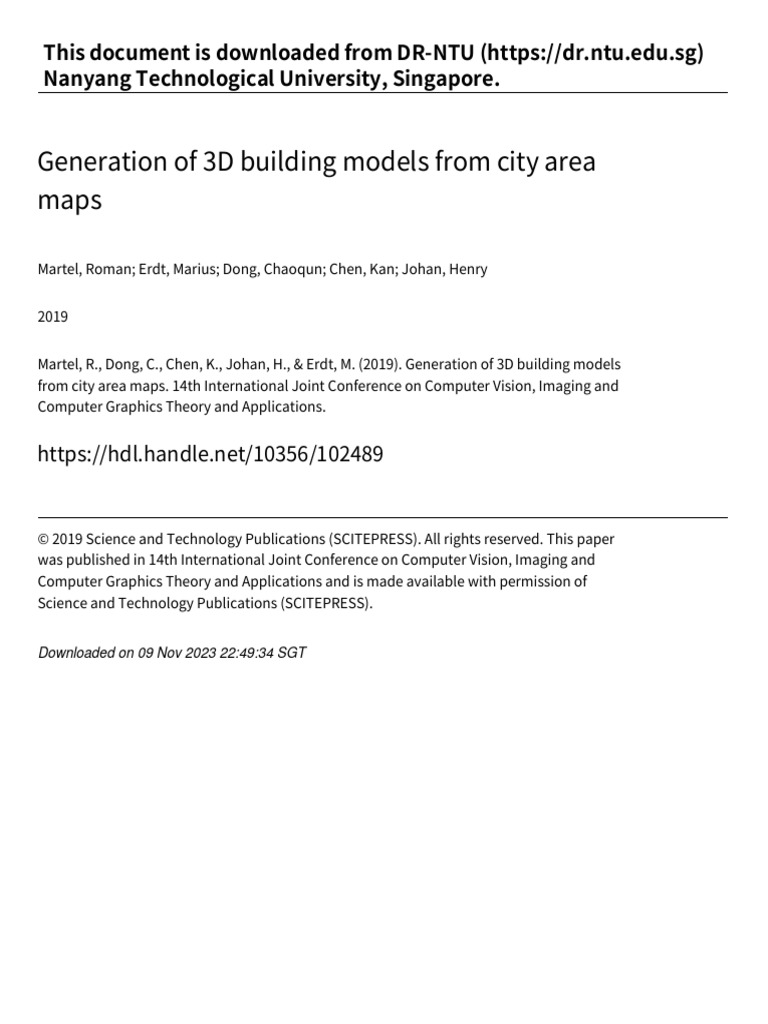 Generation Of 3d Building Models From City Area Maps Pdf Optical