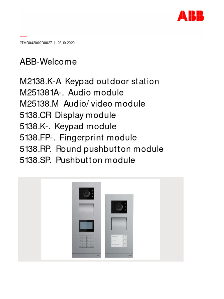 ABB-Welcome Outdoor Station & Modules - Product Manual - EN ...