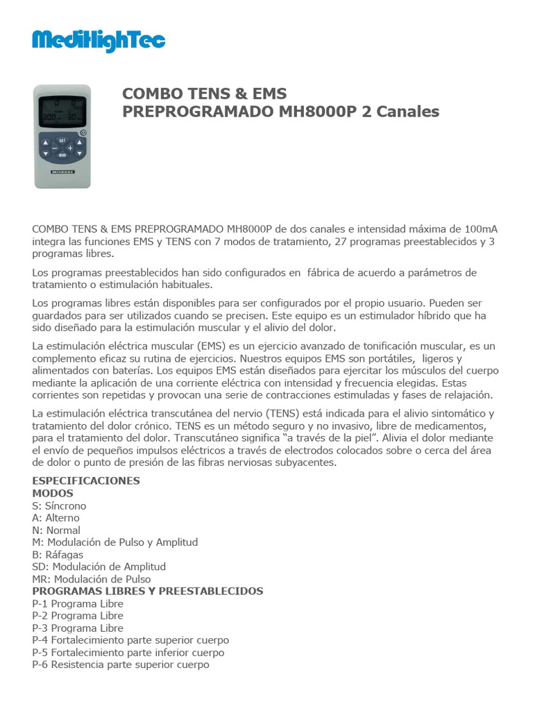 MH8000P | PDF | Dolor | Músculo esquelético