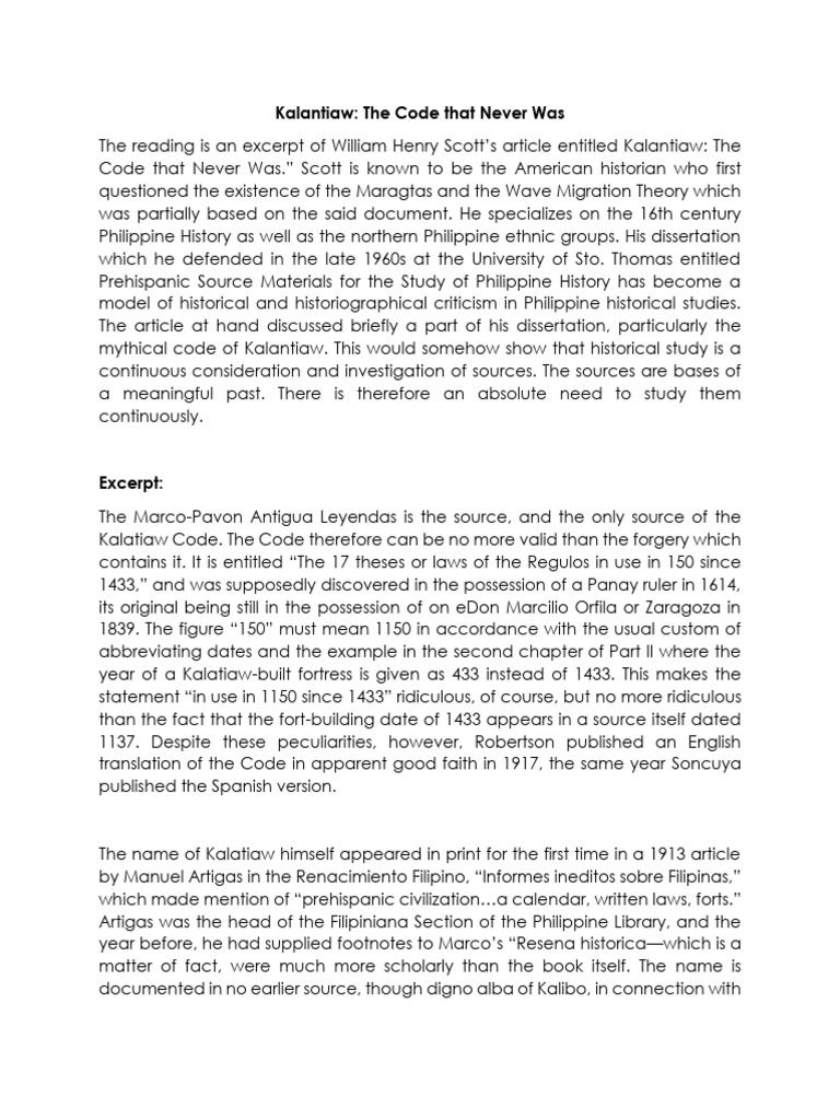 Kalantiaw The Code That Never Was | PDF | Philippines
