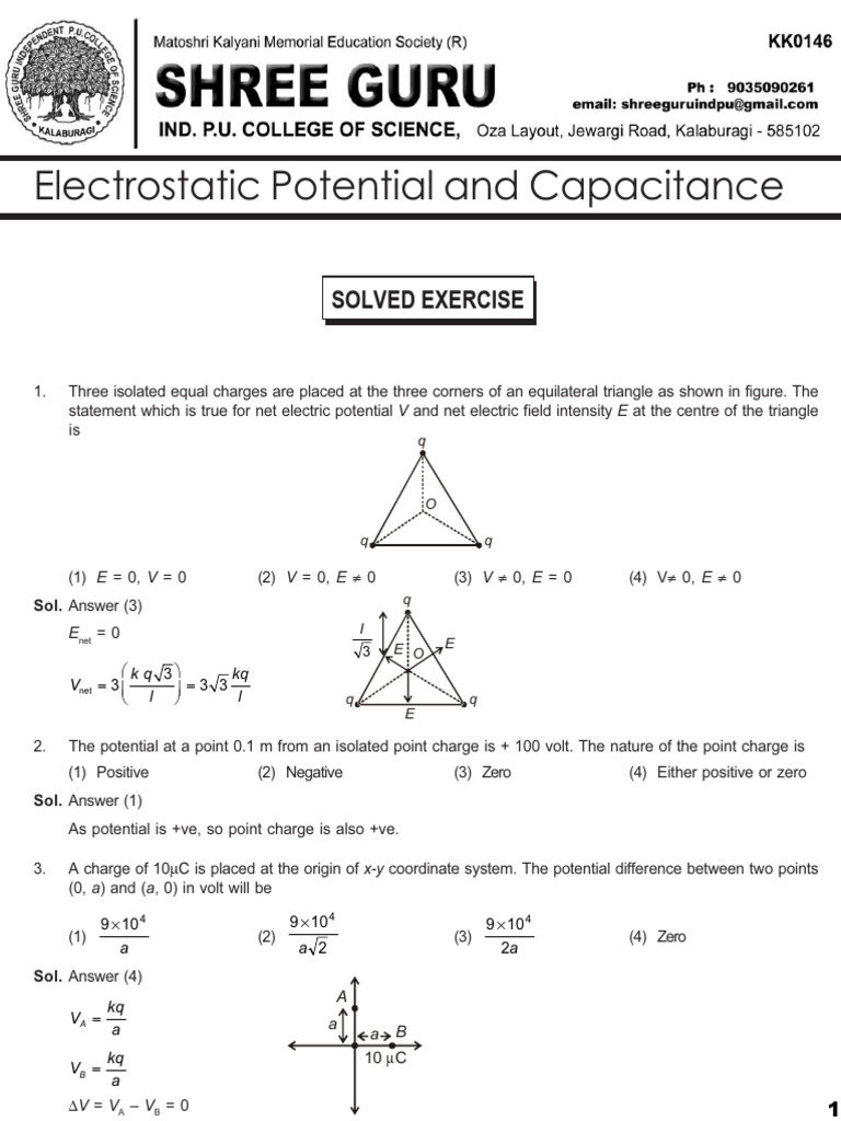 Potential Solved and Exercise DPP | PDF | Capacitance | Capacitor