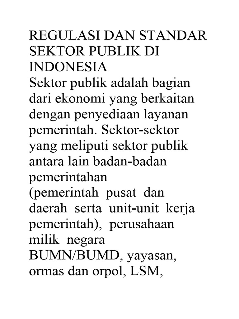 Regulasi Sektor Publik di Indonesia | PDF | Politik | Ilmu Sosial