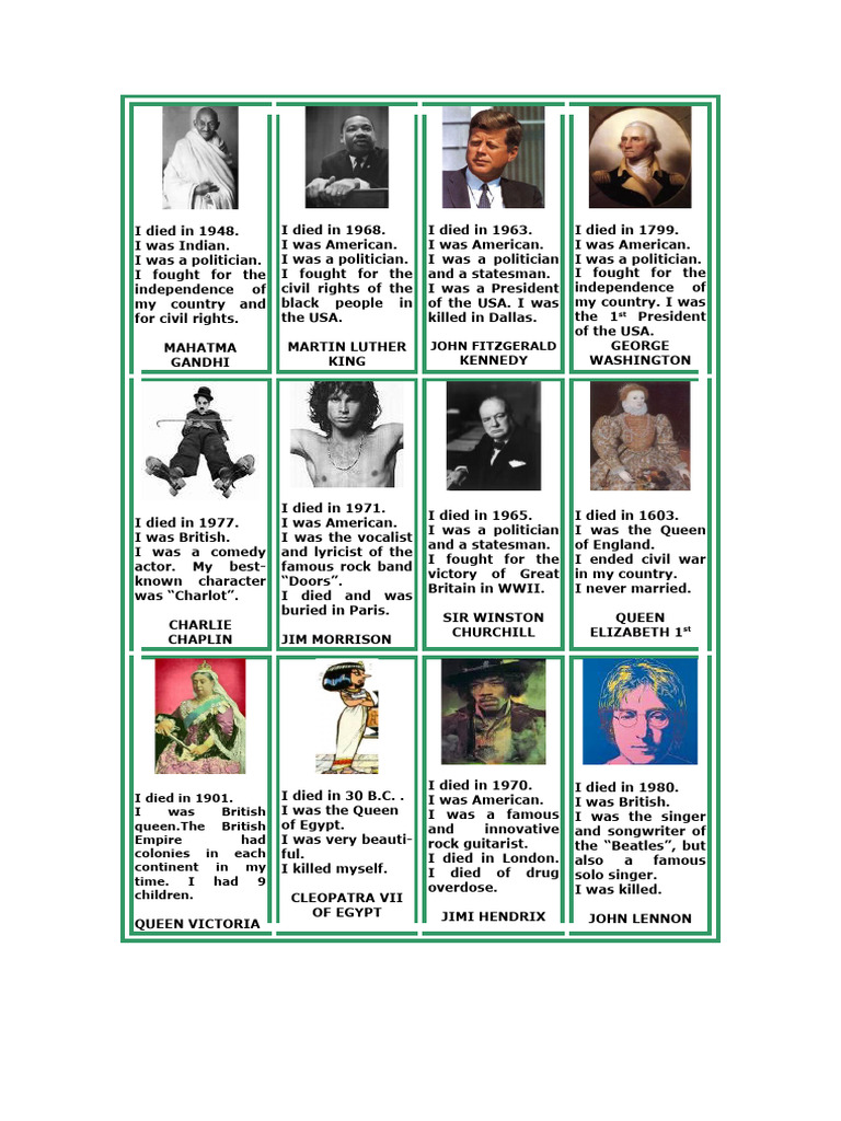 Past Simple Famous People | PDF | Rock Music