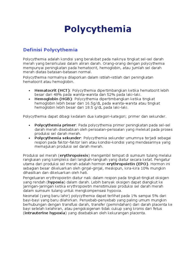 Polycythemia | PDF | Sains & Matematika