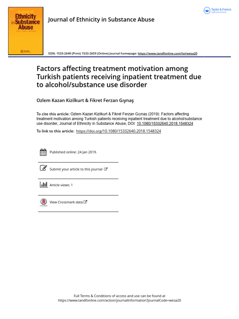 Factors Affecting Treatment Motivation Among Turkish Patients Receiving Inpatient Treatment Due ...