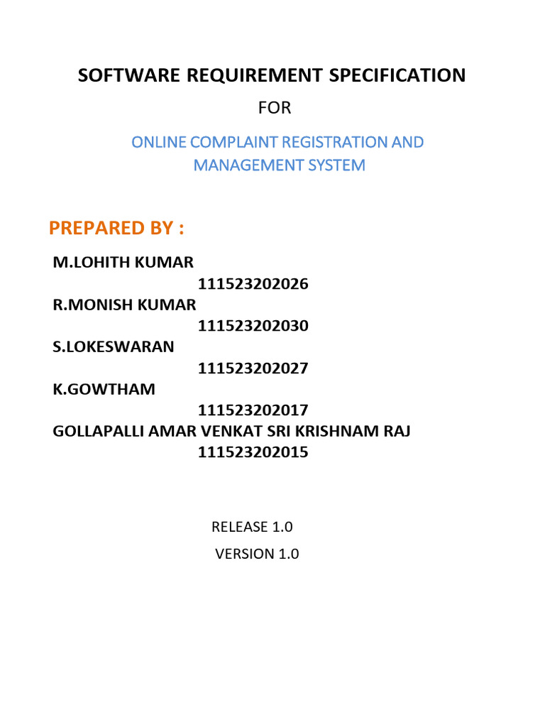 SDP SRS Document | PDF | Reliability Engineering | Computer Engineering