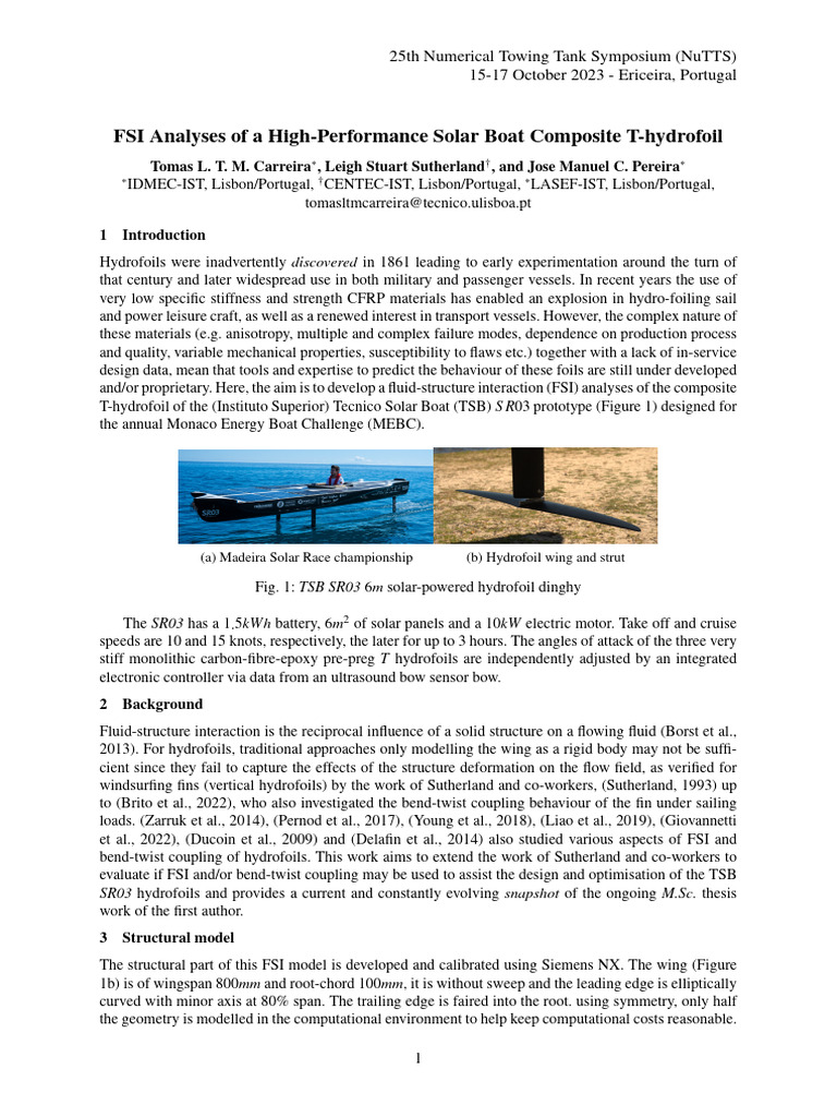 FSI Analyses of A High-Performance Solar Boat Composite T-Hydrofoil ...