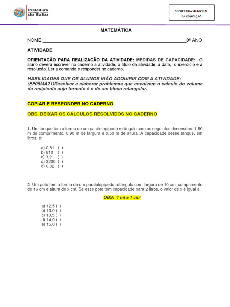 8o Ano Matematica Pdf