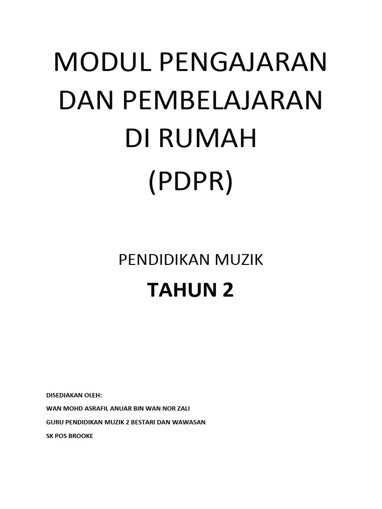 MODUL PDPR Muzik Tahun 2 | PDF