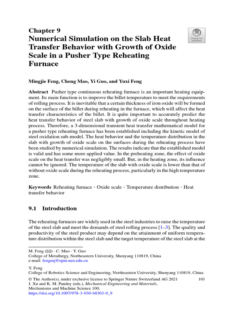 Numerical Simulation On The Slab Heat Transfer Behavior With Growth of ...