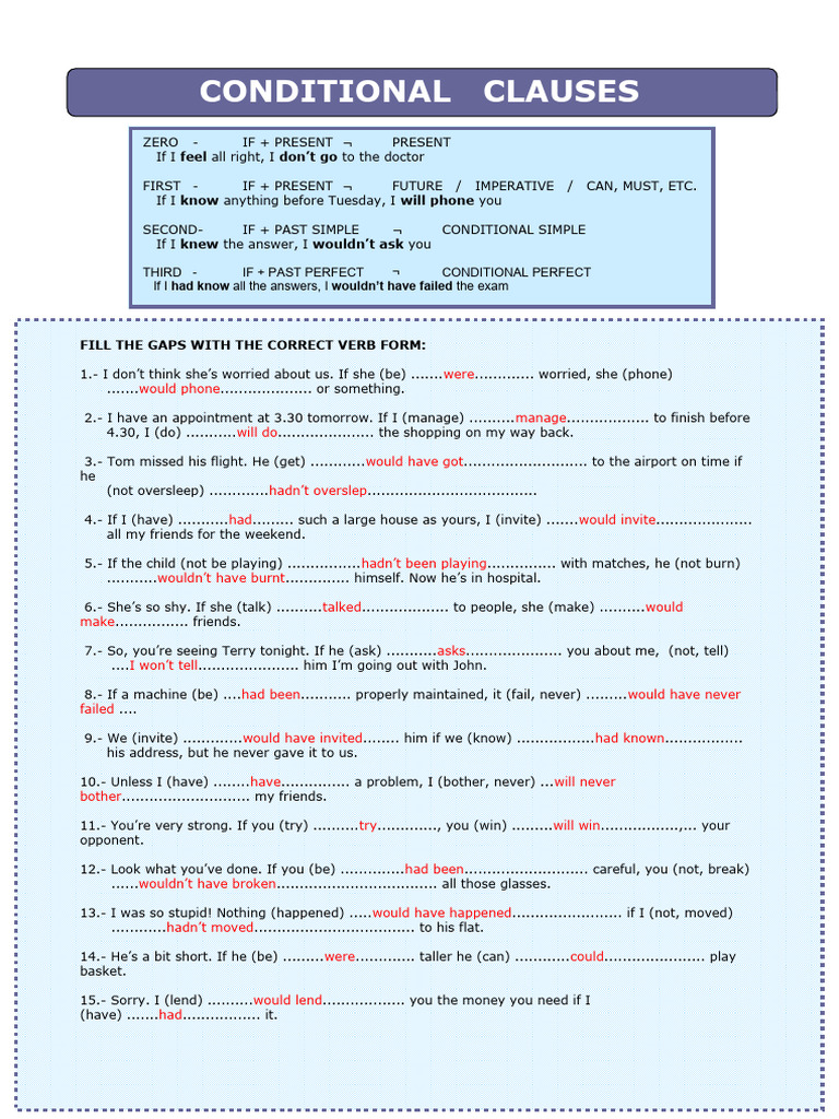 Conditional Clauses Exercise | PDF | Language Arts & Discipline