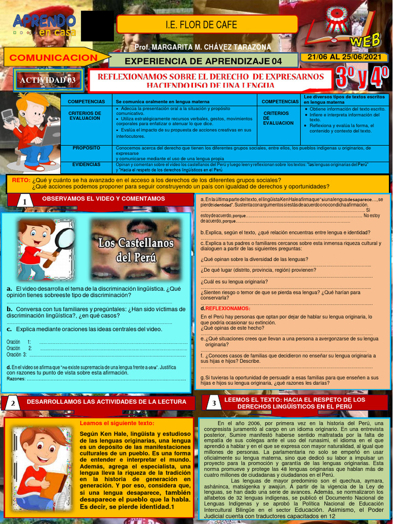 Comunicación 3º y 4º Exp. AP IV Act. 03 | PDF | Evaluación | Comunicación