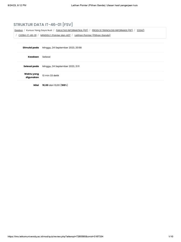 Ulasan Kuis Latihan Pointer C++ | PDF | Metode & Bahan Ajar
