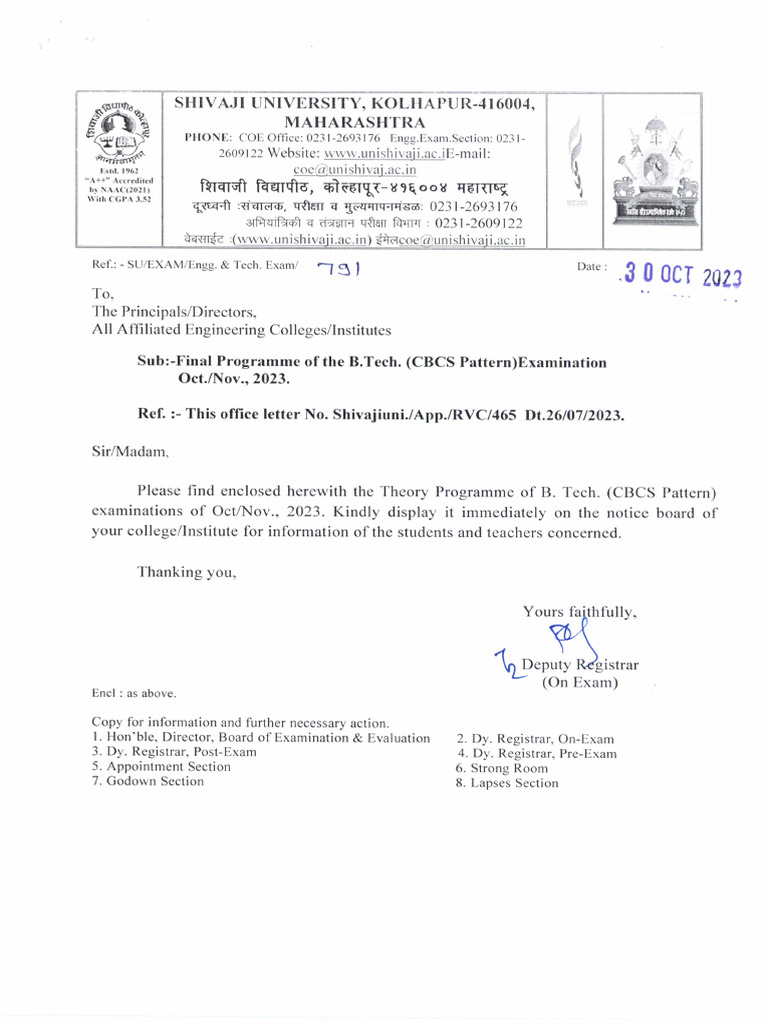 Final Prog. B.tech - CBCS Oct 23 | PDF