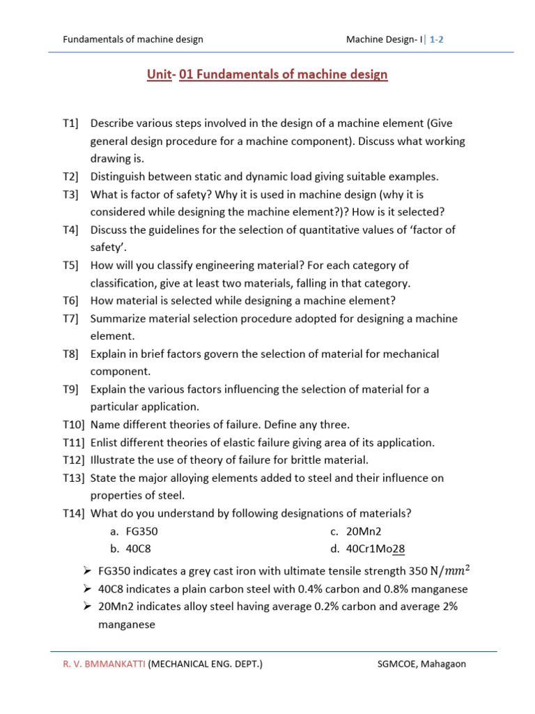 Fundamentals of Machine Design Overview | PDF | Machines | Steel