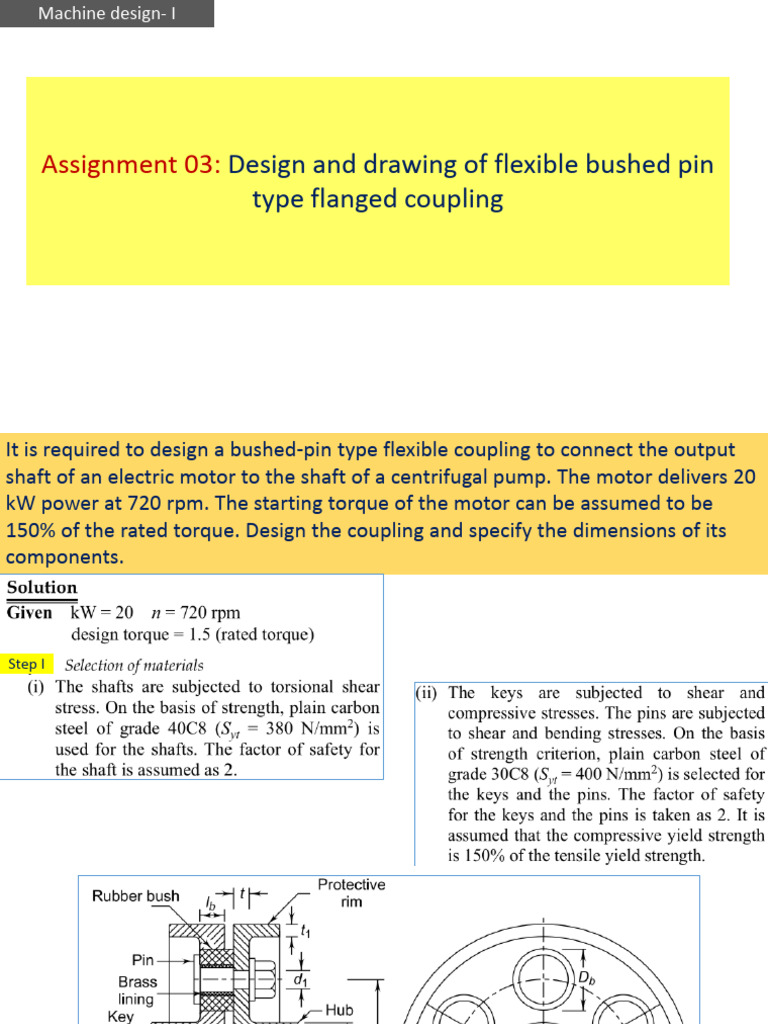Assignment 03 Design and Drawing of Flexible Bushed Pin Type Flanged Coupling (MD I) | PDF
