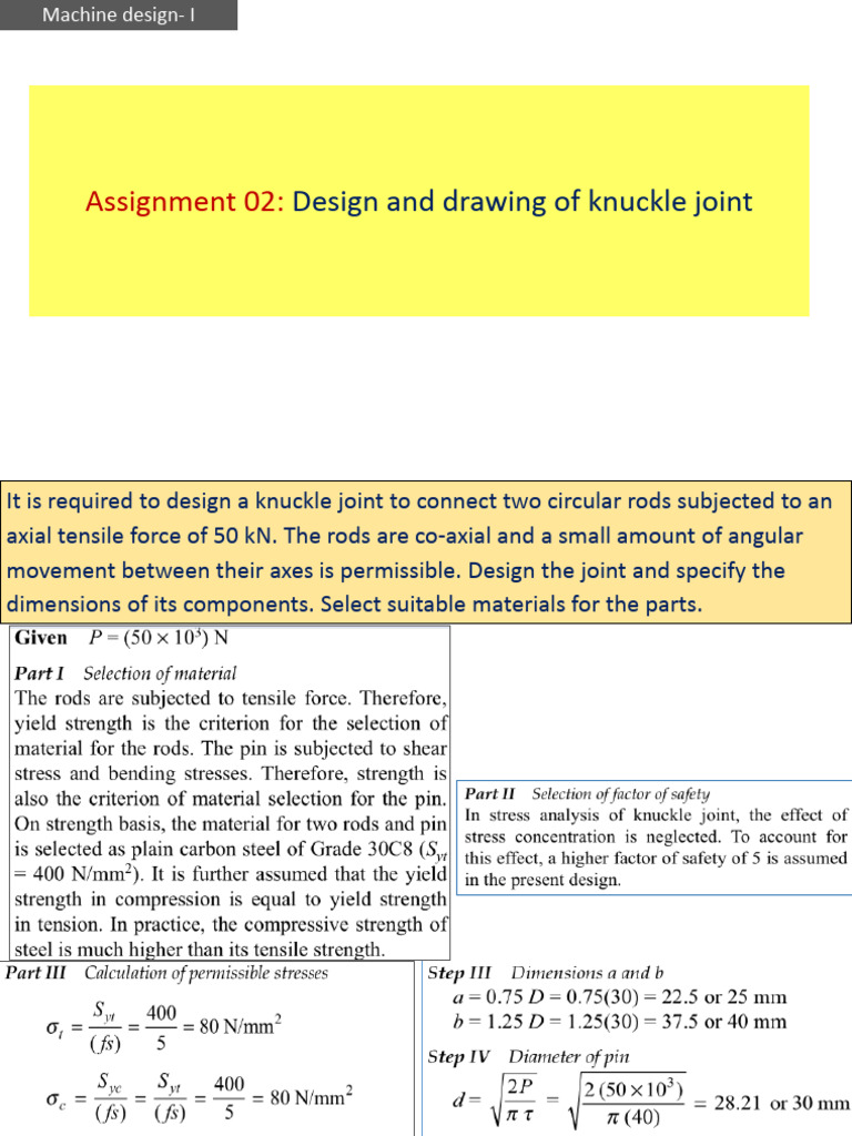 Assignment 02 Design and Drawing of Knuckle Joint (MD I) | PDF