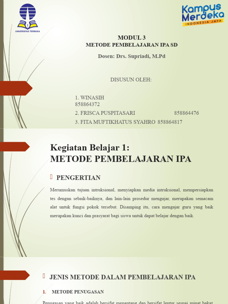 Pembelajaran Ipa Di SD | PDF