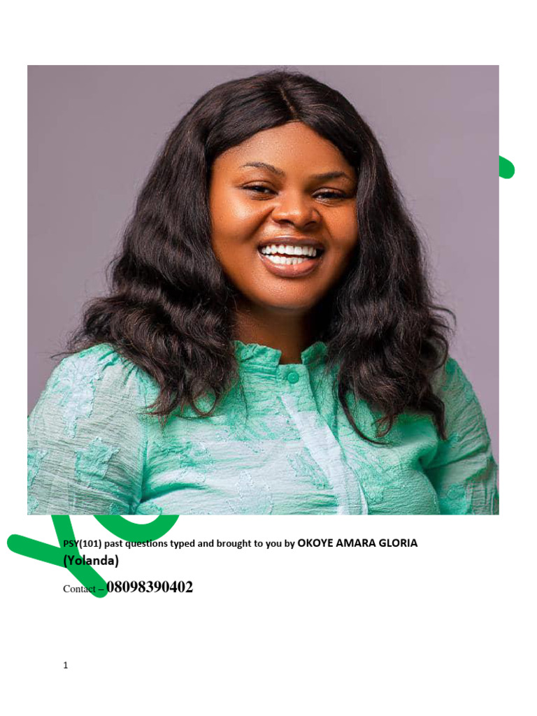 PSY (101) Past Questions and Answers Compiled by Okoye Amara Gloria (YOLANDA) | PDF | Id ...