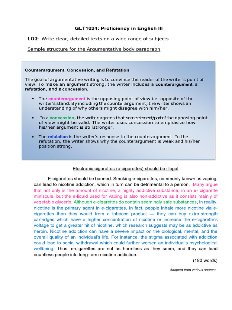 Argumentative Paragraph (Sample 1) | PDF