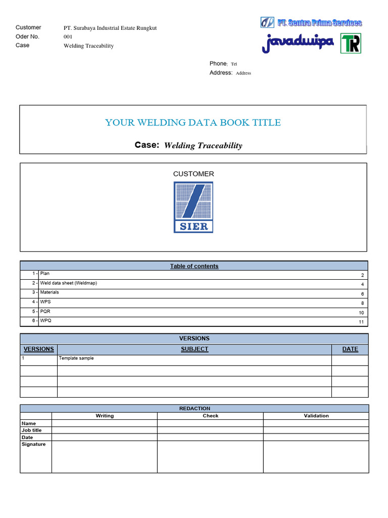 Template Welding Data Book | PDF | Pipe (Fluid Conveyance) | Mechanical ...