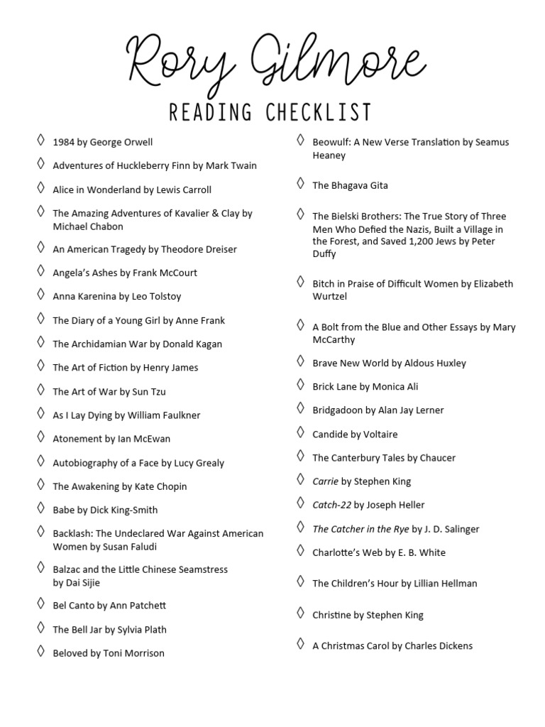 Rory Gilmore Reading List | PDF