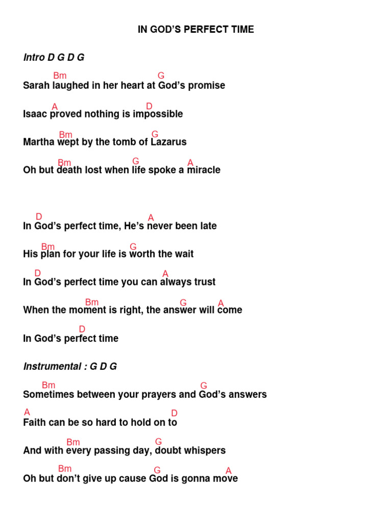In God's Perfect Time Lyrics | PDF