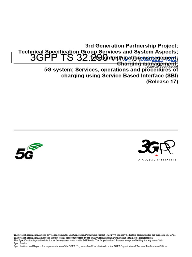 3GPP TS 32.290: Technical Specification | PDF | 3 Gpp | Computing