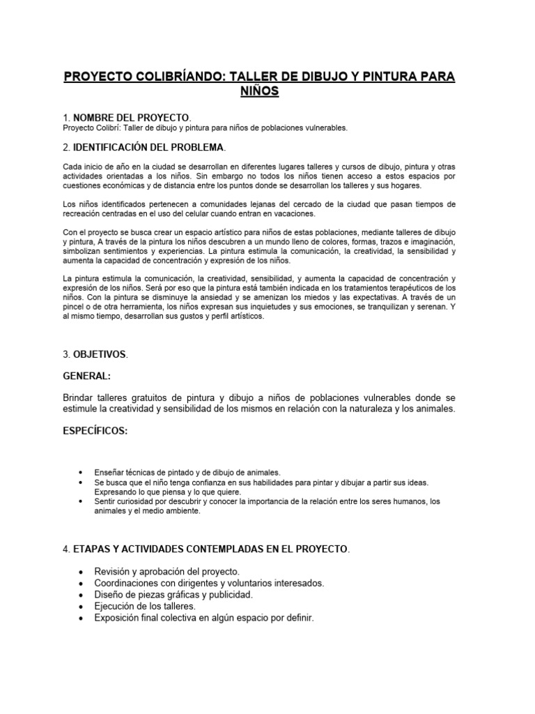 Proyecto Colibrí | PDF | Dibujo | Creatividad