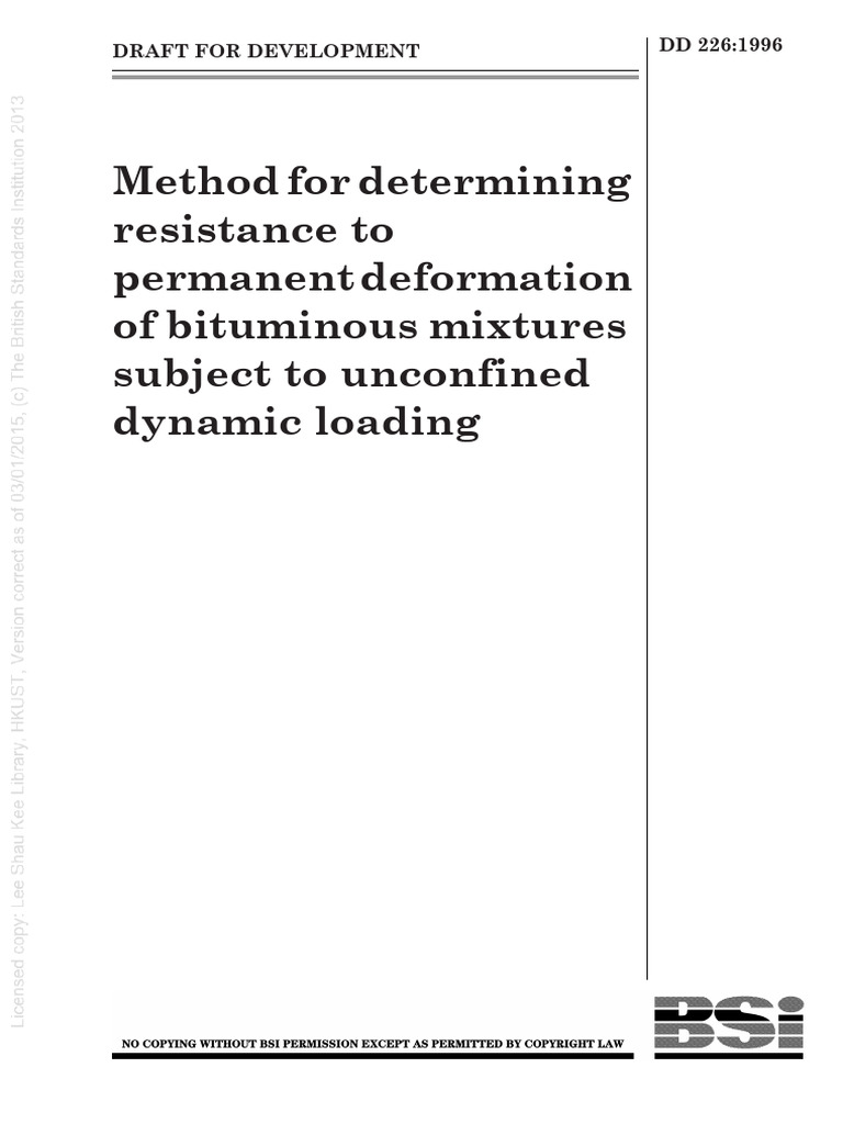 DD 226: Method for Bituminous Mixtures | PDF | Deformation (Engineering ...