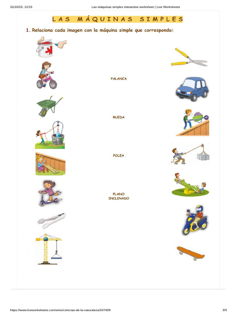 Las Máquinas Simples Interactive Worksheet - Live Worksheets | PDF