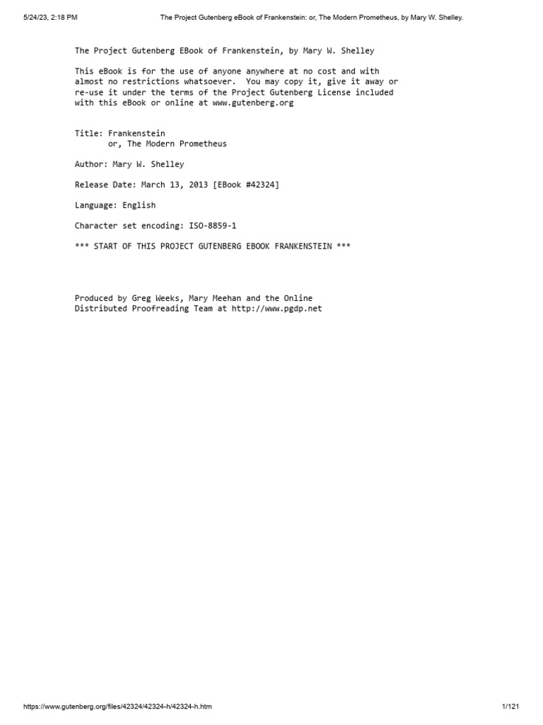Frankenstein - 1831 Version | PDF | Frankenstein | Mary Shelley