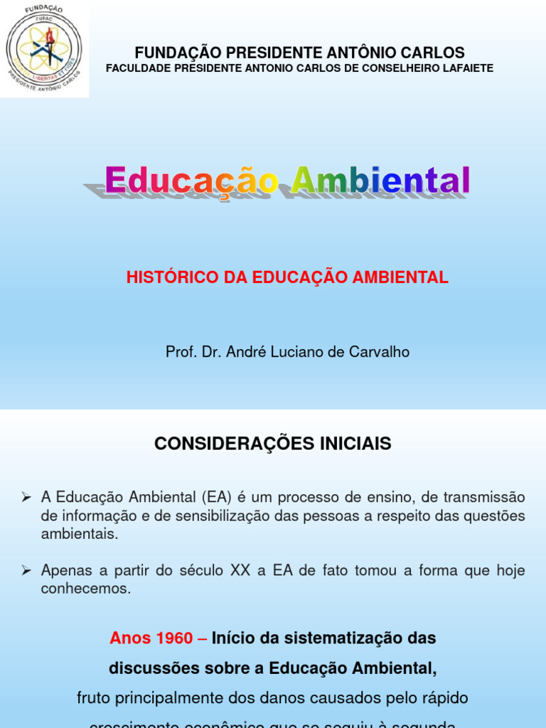 Unid 02 Histórico Da Educação Ambiental Aula 18 08 23 Download Grátis Pdf 