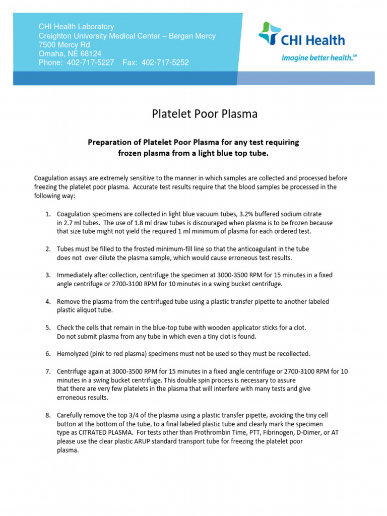 Platelet Poor Plasma | PDF | Blood Plasma | Platelet