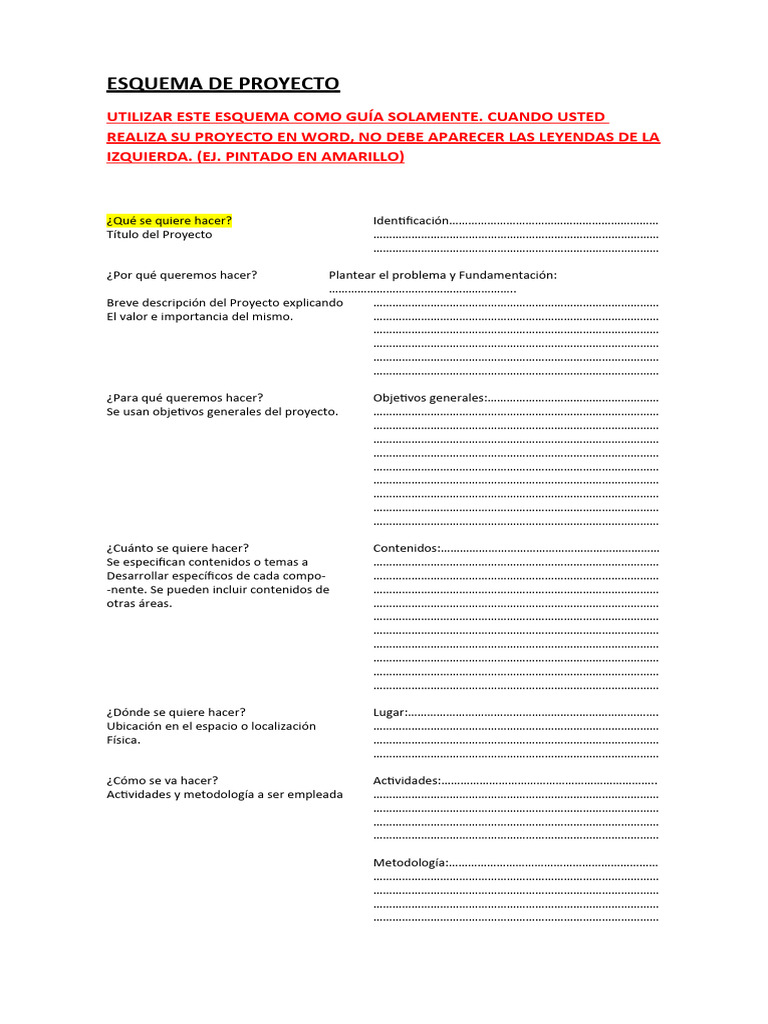 ESQUEMA DE PROYECTO | PDF