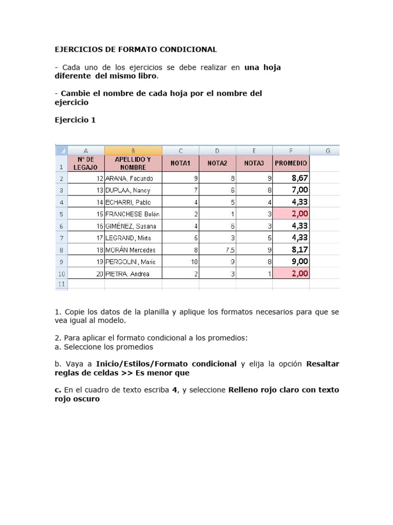 Ejercicios Formato-Condicional | PDF