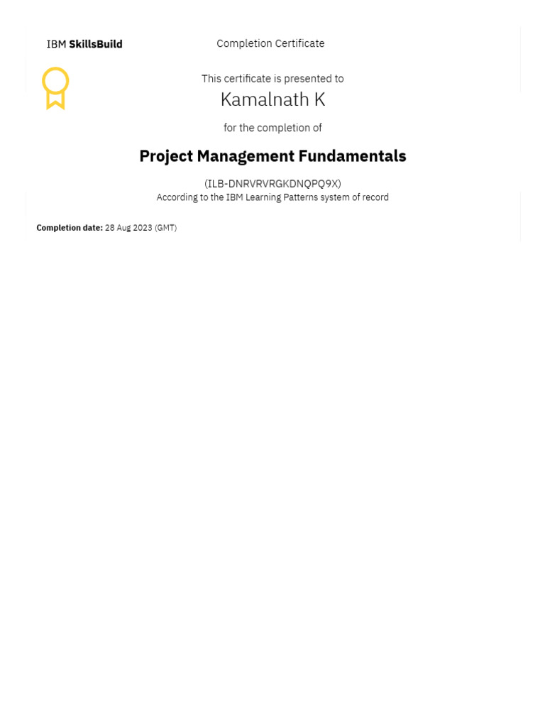 Project Management Fundamentals Certificate | PDF