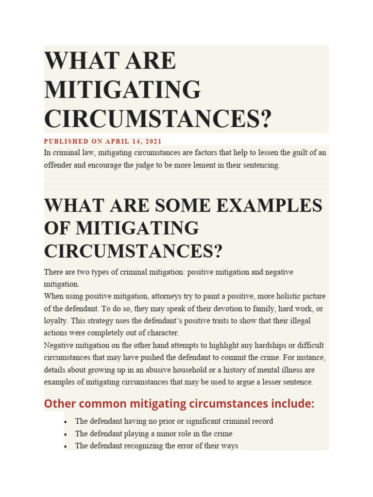 What Are Mitigating Circumstances | PDF