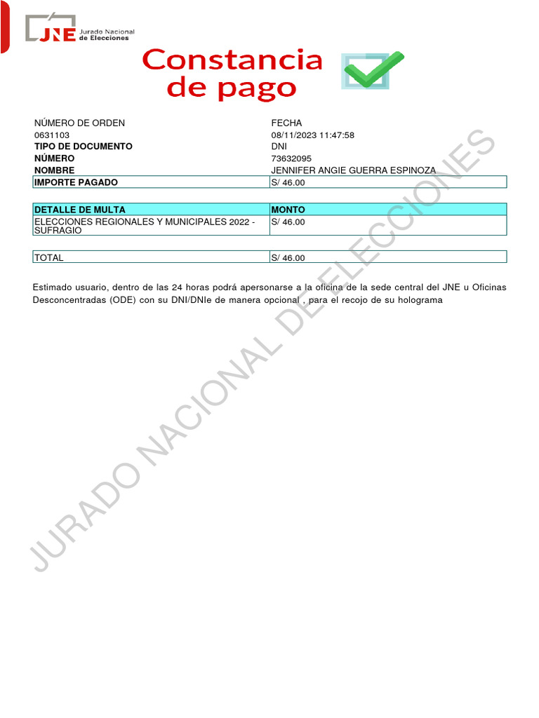 Constancia de Pago | PDF