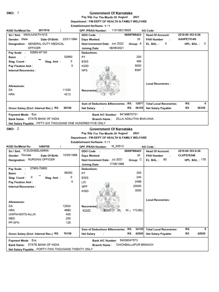 August Pay Slip | PDF | Money | Service Industries