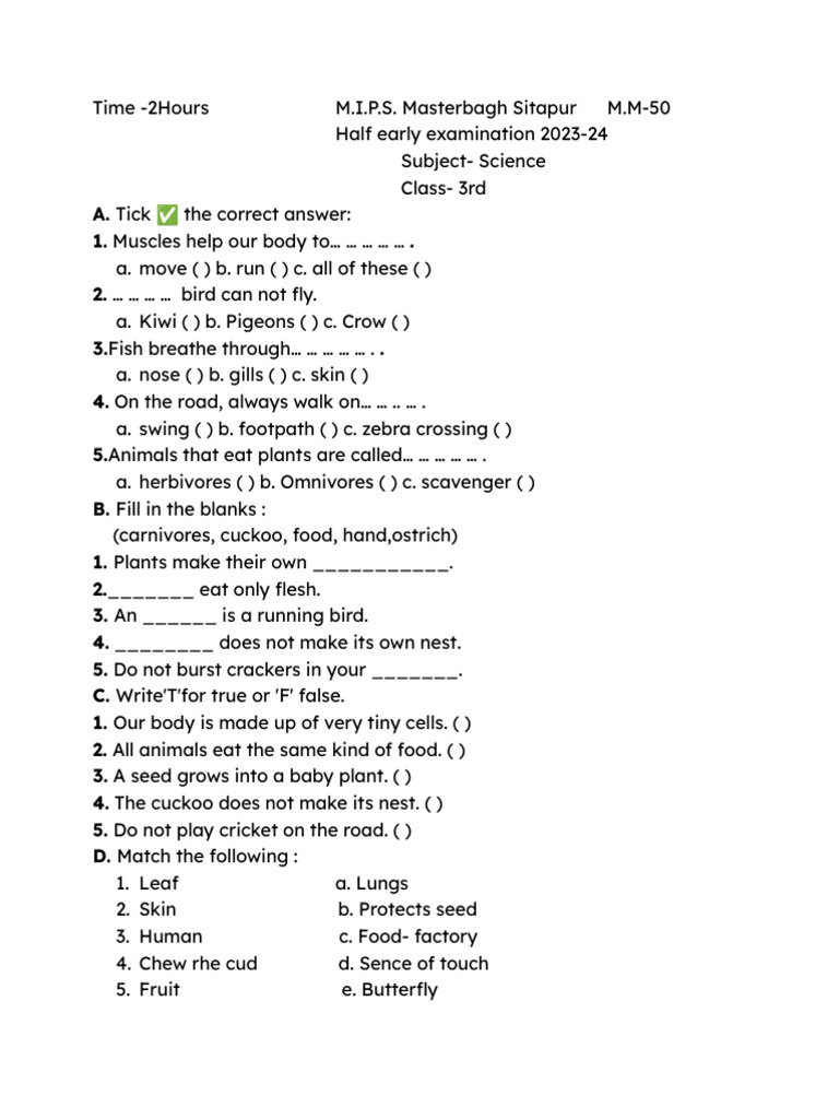 Class 3 Science | PDF