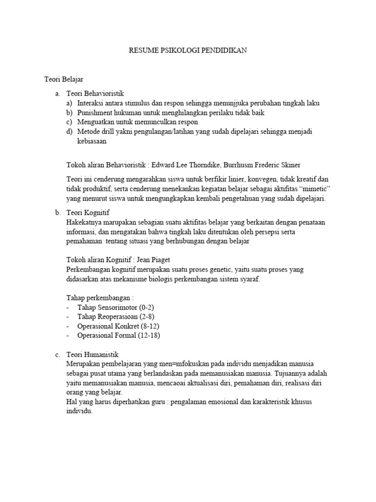 Resume Psikologi Pendidikan | PDF
