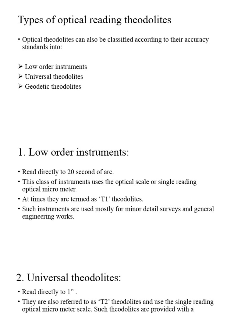 Types of Optical Reading Theodolites | PDF