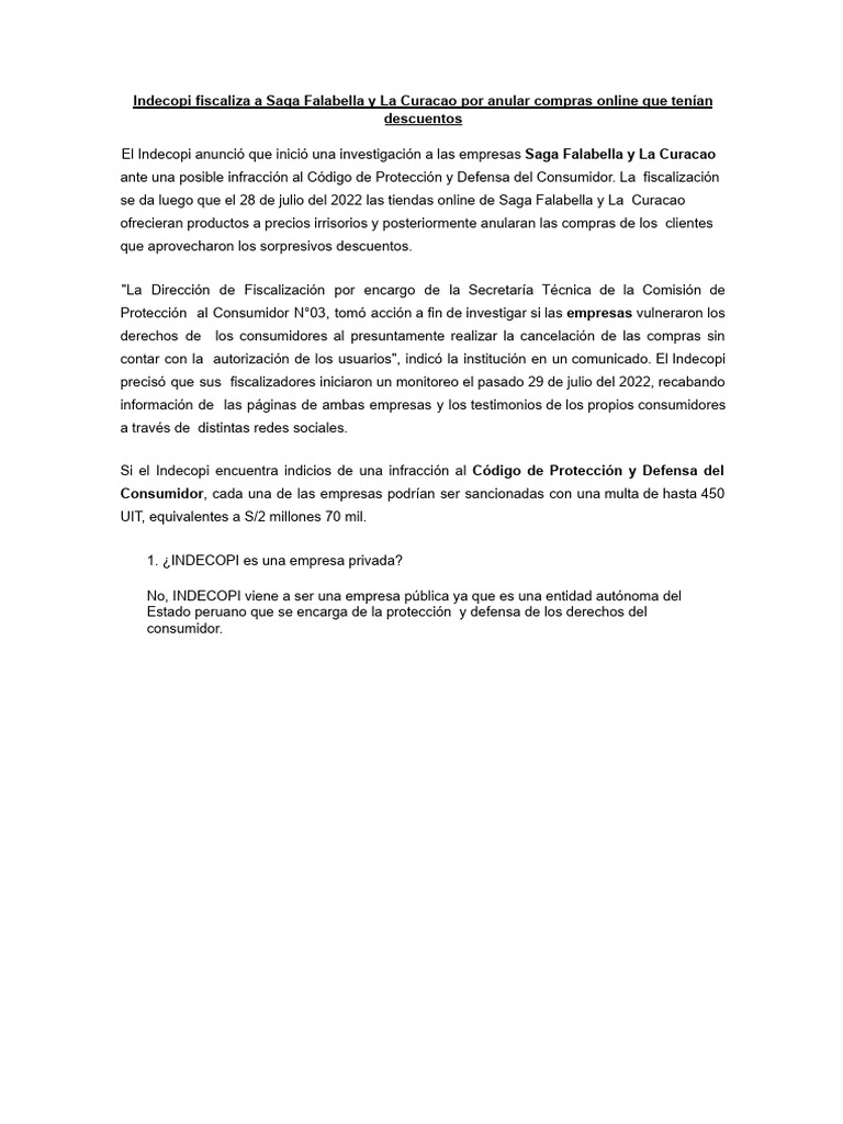 Estudio de Caso 2 Sesión N°03 | PDF | Protección al Consumidor | Los consumidores