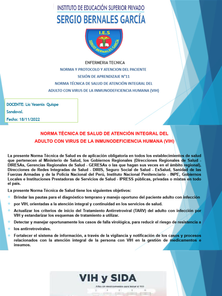 Norma y Protocolo y Atencion Al Paciente Tema 10 | PDF | VIH | Manejo del VIH / SIDA