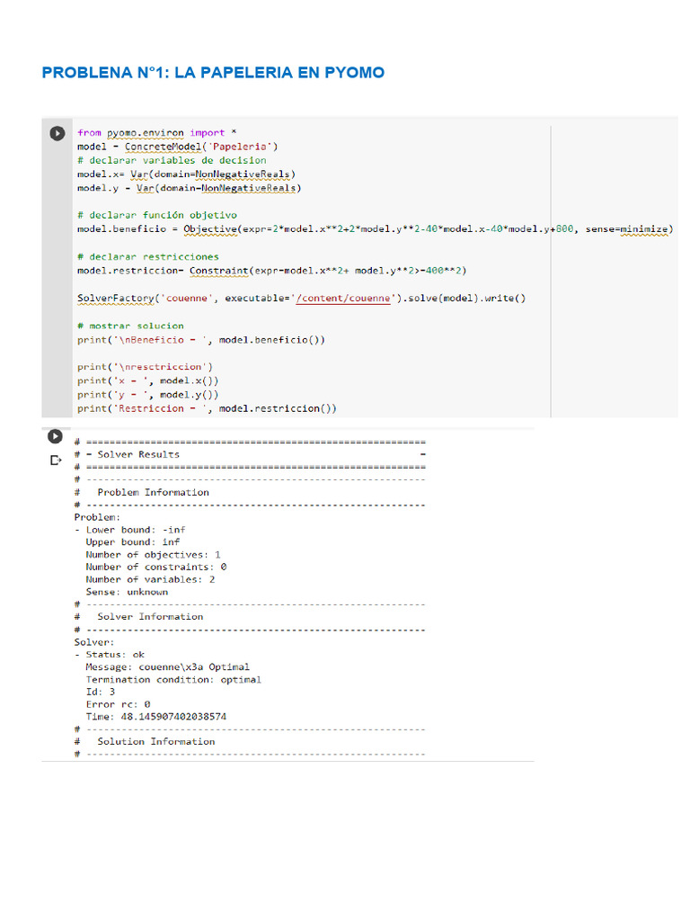 Solucion en Pyomo | PDF