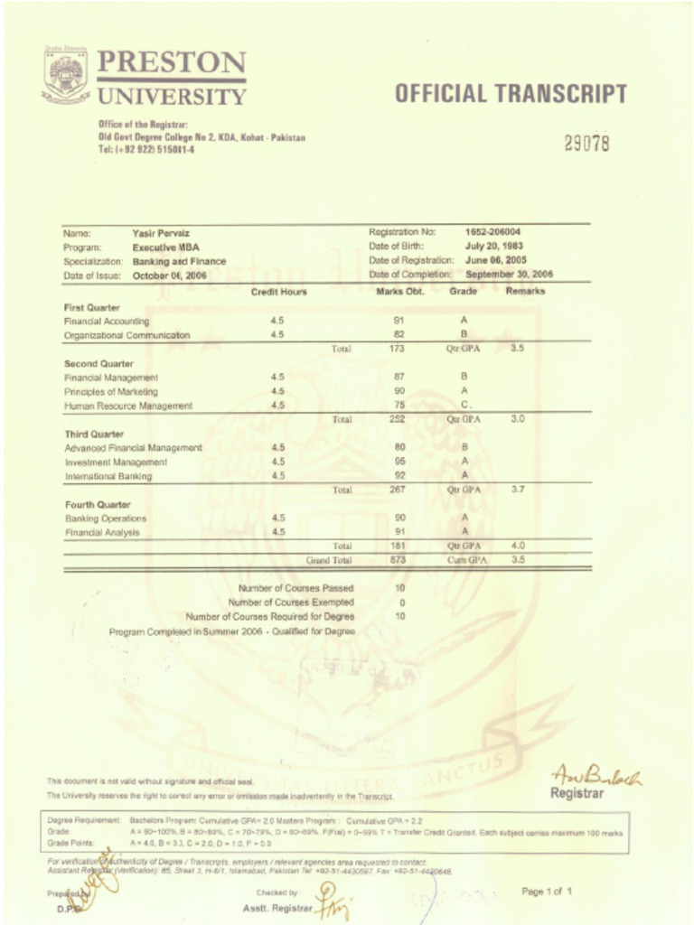 Attested MBA Transcript HEC New | PDF